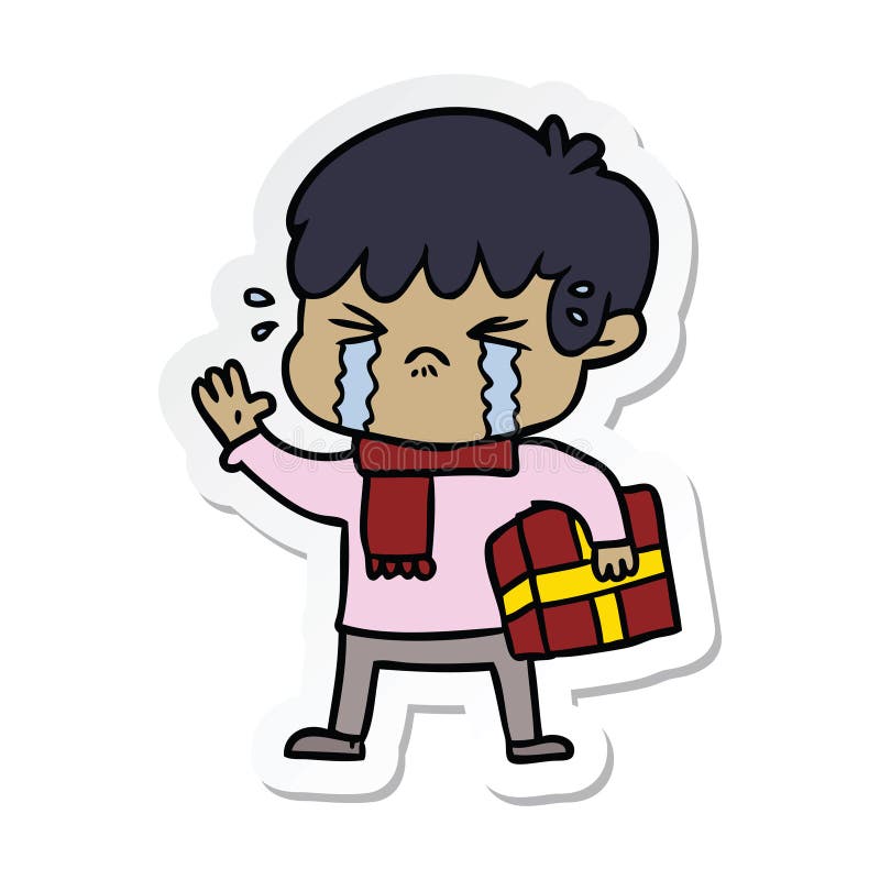 Sticker of a Crying Boy Cartoon Stock Vector - Illustration of label ...
