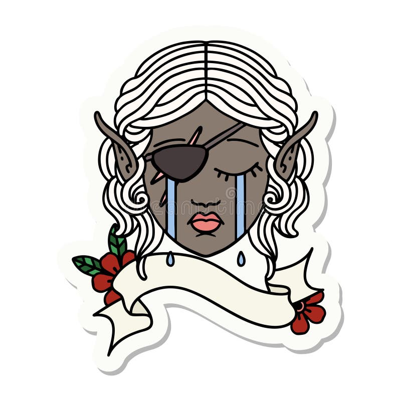 Crying Elf Rogue Character Face Sticker Stock Vector - Illustration of ...