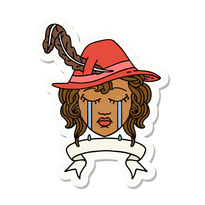 Crying Human Bard with Banner Sticker Stock Vector - Illustration of ...