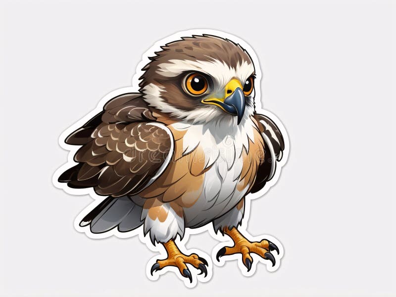 Sticker a Cute Baby Hawk Stand White Background Stock Illustration ...