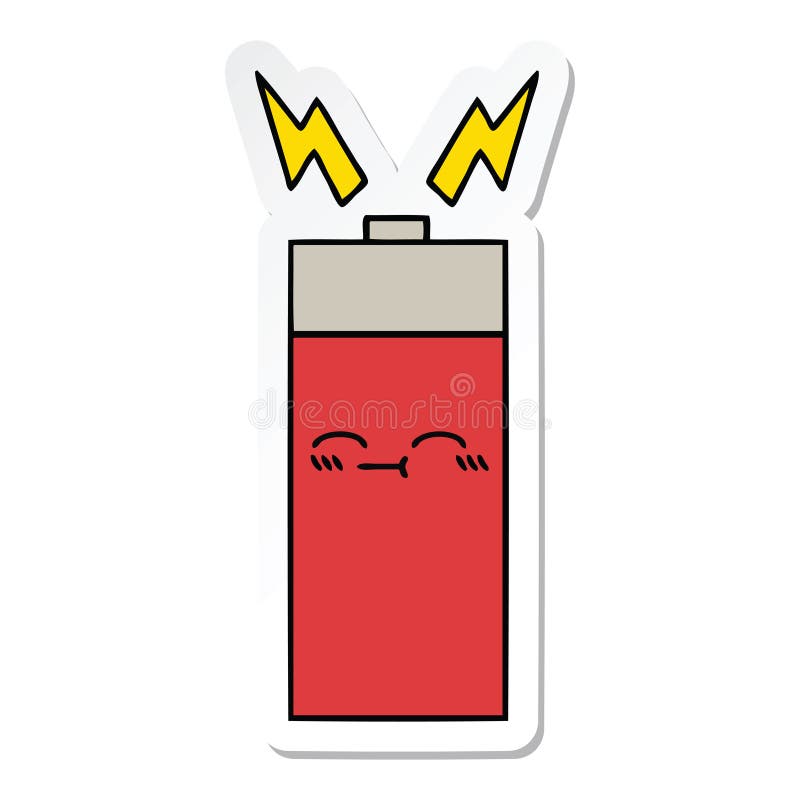 Sticker of a Cute Cartoon Battery Stock Vector - Illustration of energy ...