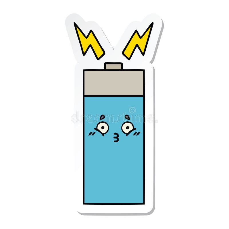 Sticker of a Cute Cartoon Battery Stock Vector - Illustration of clip ...