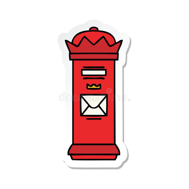 Sticker of a Cute Cartoon British Post Box Stock Vector - Illustration ...