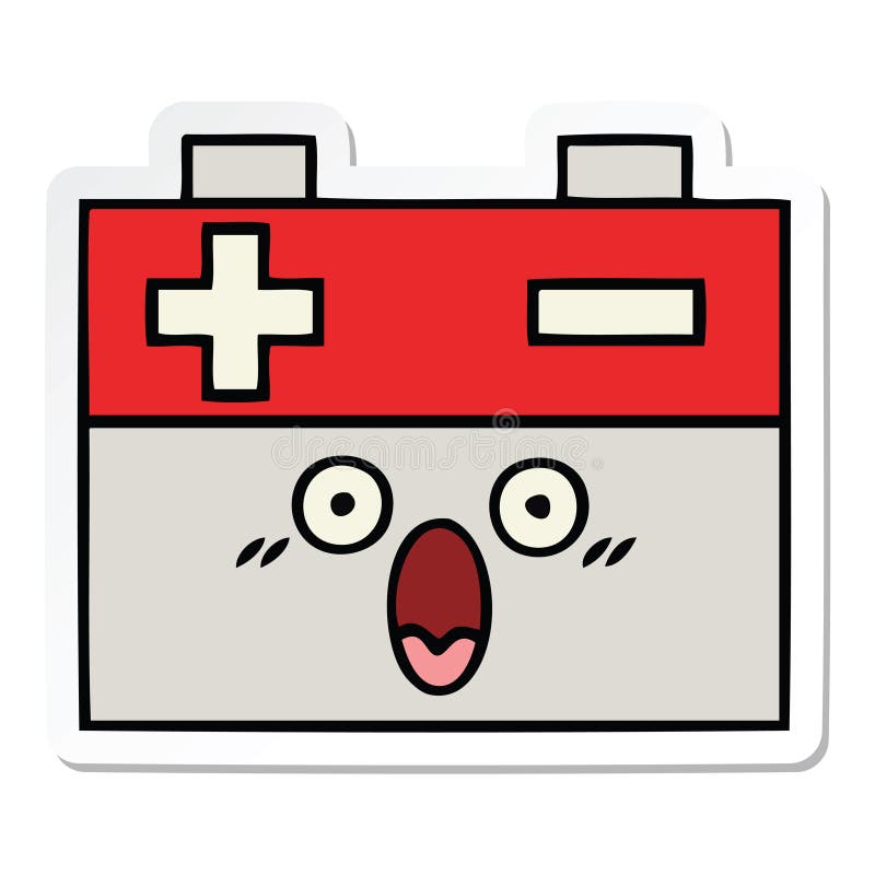 Sticker of a Cute Cartoon Car Battery Stock Vector - Illustration of ...