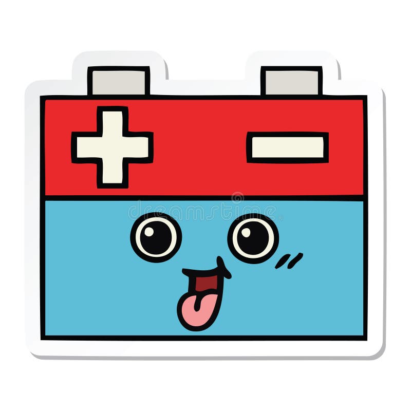 Sticker of a Cute Cartoon Car Battery Stock Vector - Illustration of ...