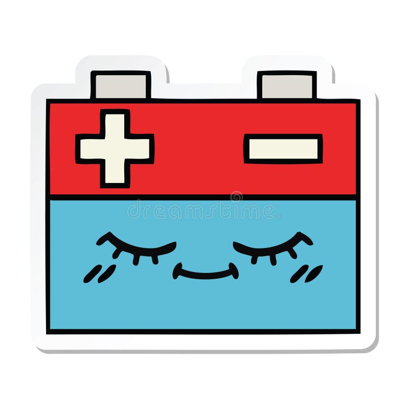 Sticker of a Cute Cartoon Car Battery Stock Vector - Illustration of ...