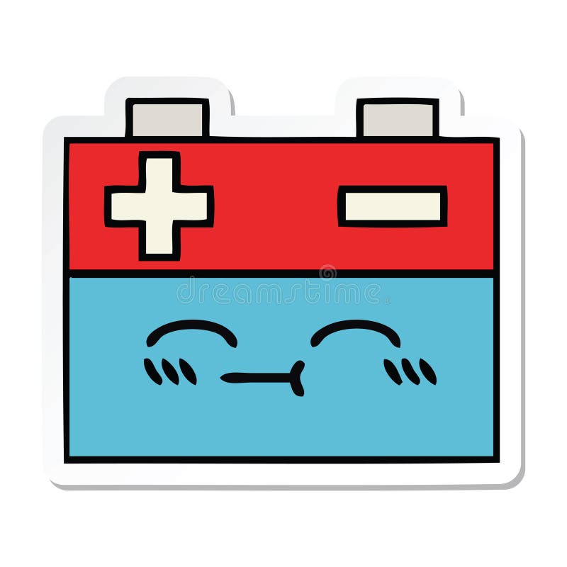 Sticker of a Cute Cartoon Car Battery Stock Vector - Illustration of ...