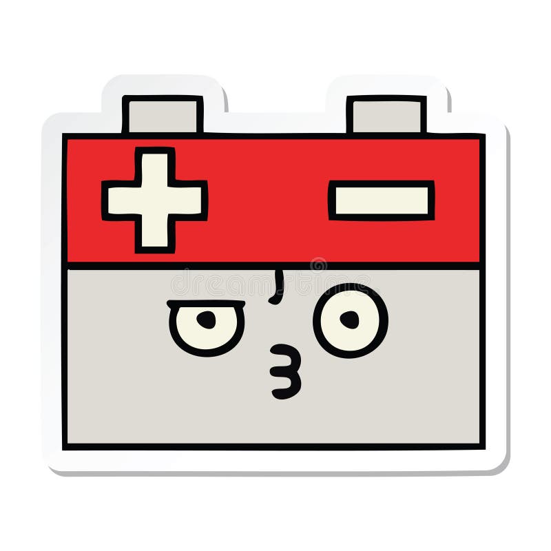 Sticker of a Cute Cartoon Car Battery Stock Vector - Illustration of ...