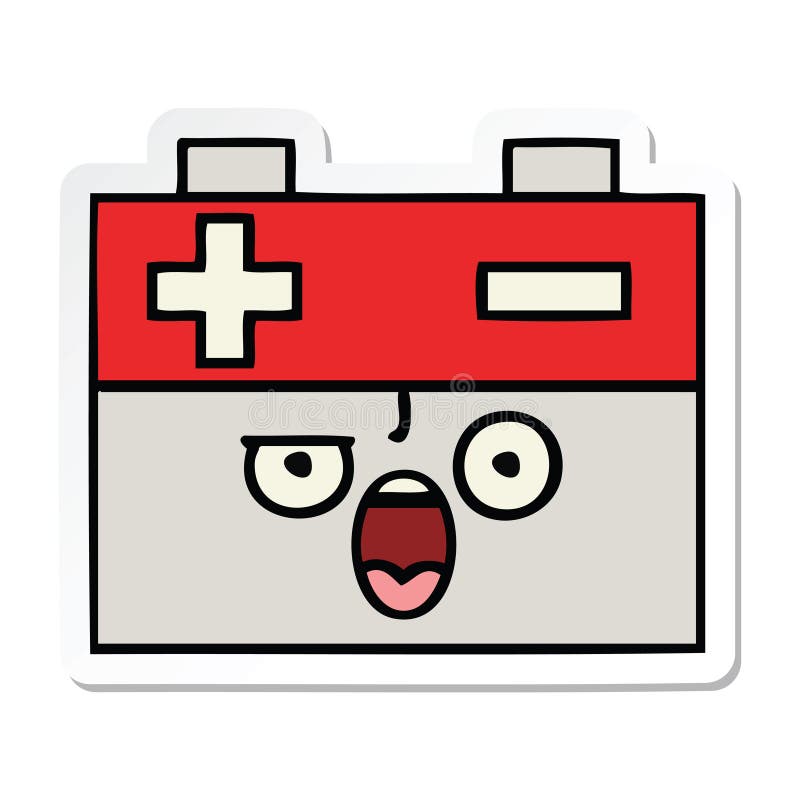 Sticker of a Cute Cartoon Car Battery Stock Vector - Illustration of ...