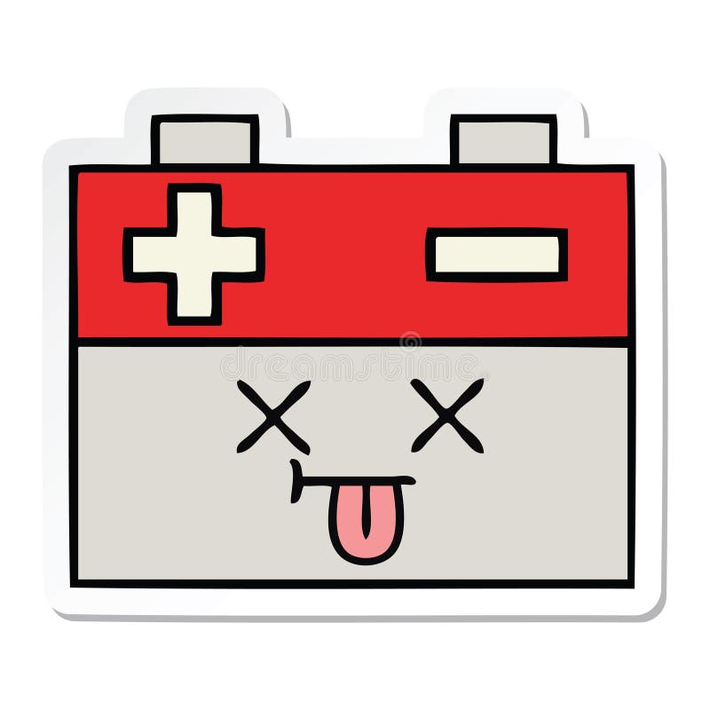 Sticker of a Cute Cartoon Car Battery Stock Vector - Illustration of ...