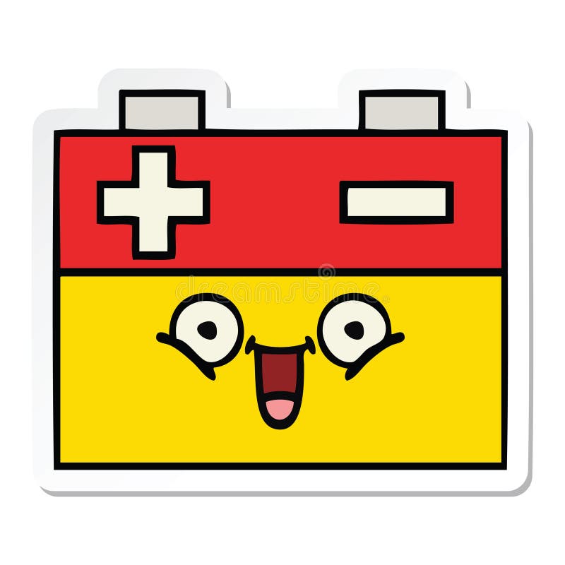 Sticker of a Cute Cartoon Car Battery Stock Vector - Illustration of ...