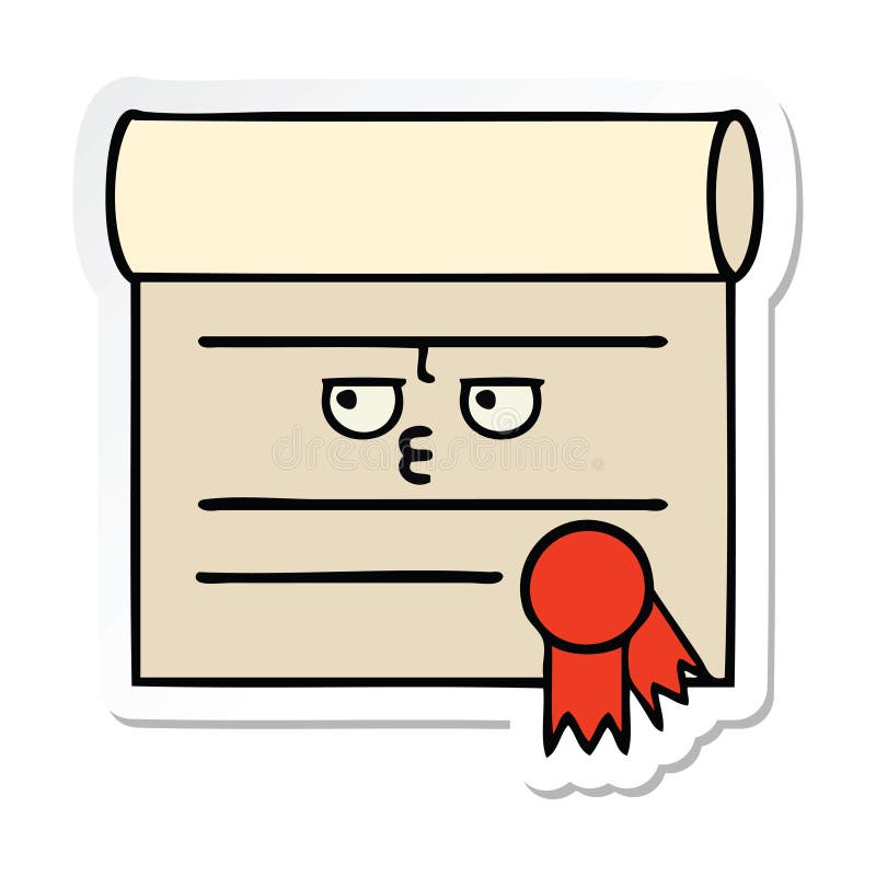 Sticker of a Cute Cartoon Certificate Stock Vector - Illustration of ...