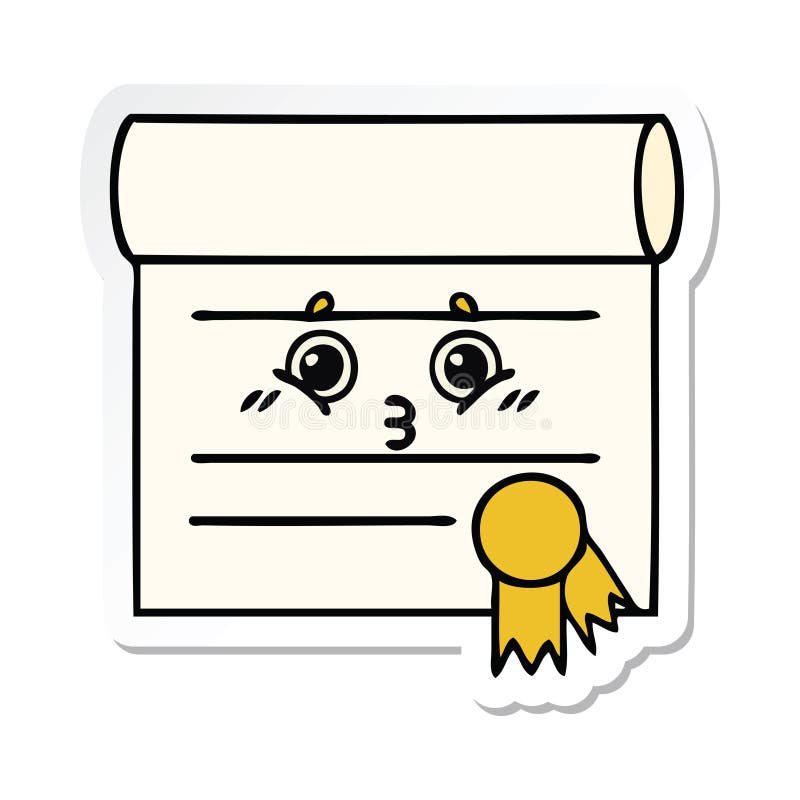 Sticker of a Cute Cartoon Certificate Stock Vector - Illustration of ...