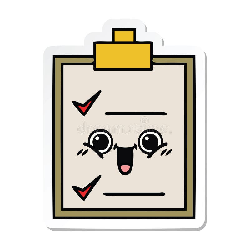 Sticker of a Cute Cartoon Check List Stock Vector - Illustration of ...