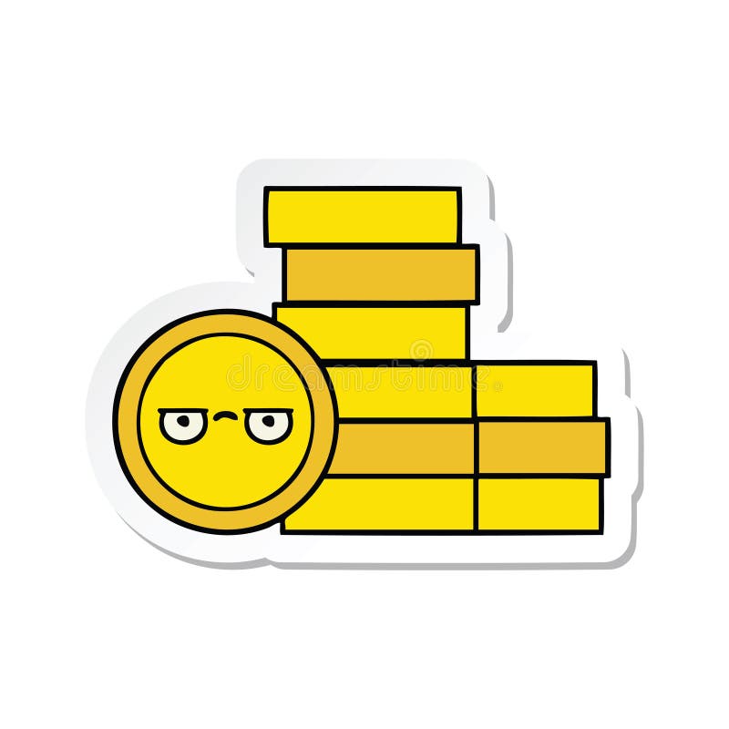 Sticker of a Cute Cartoon Coins Stock Vector - Illustration of clip ...