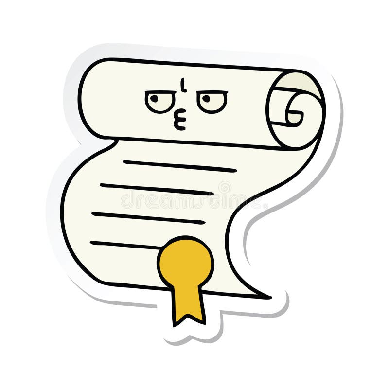 Sticker of a Cute Cartoon Contract Stock Vector - Illustration of hand ...