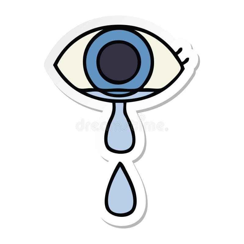 Sticker of a Cute Cartoon Crying Eye Stock Vector - Illustration of ...