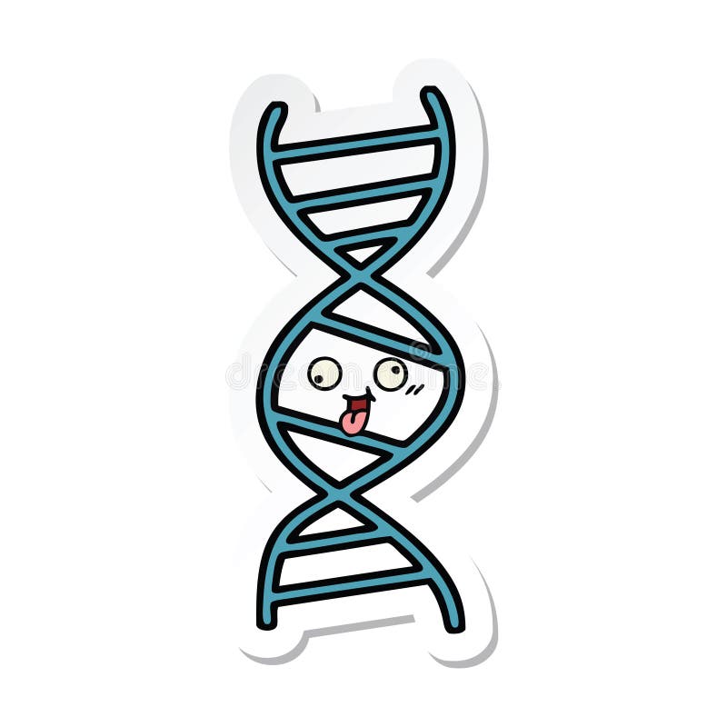 Sticker of a Cute Cartoon DNA Strand Stock Vector - Illustration of ...