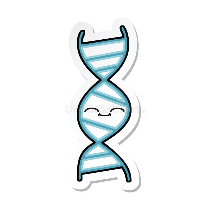 Cartoon Sticker Stick Icon Decal Label Dna Dna Strand Biology Science ...