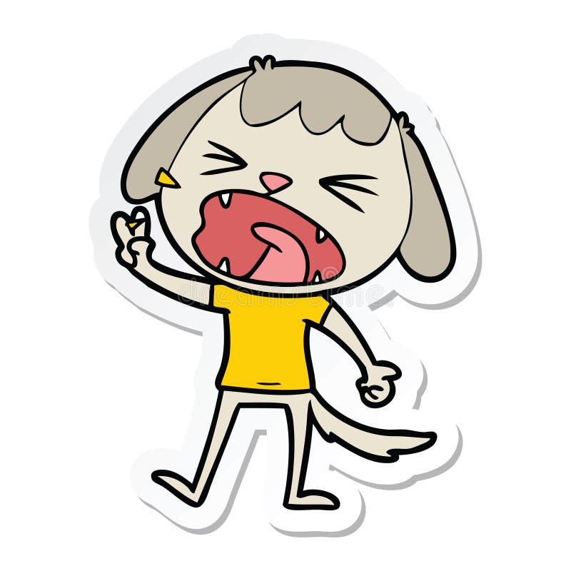 Sticker of a Cute Cartoon Dog Barking Stock Vector - Illustration of ...