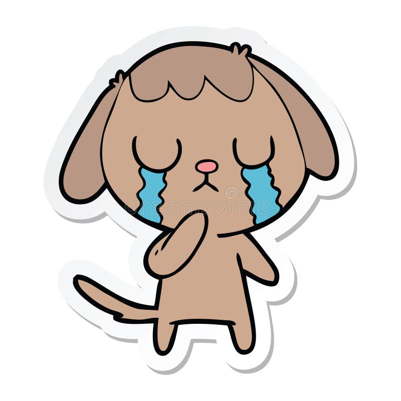 Sticker of a Cute Cartoon Dog Crying Stock Vector - Illustration of ...
