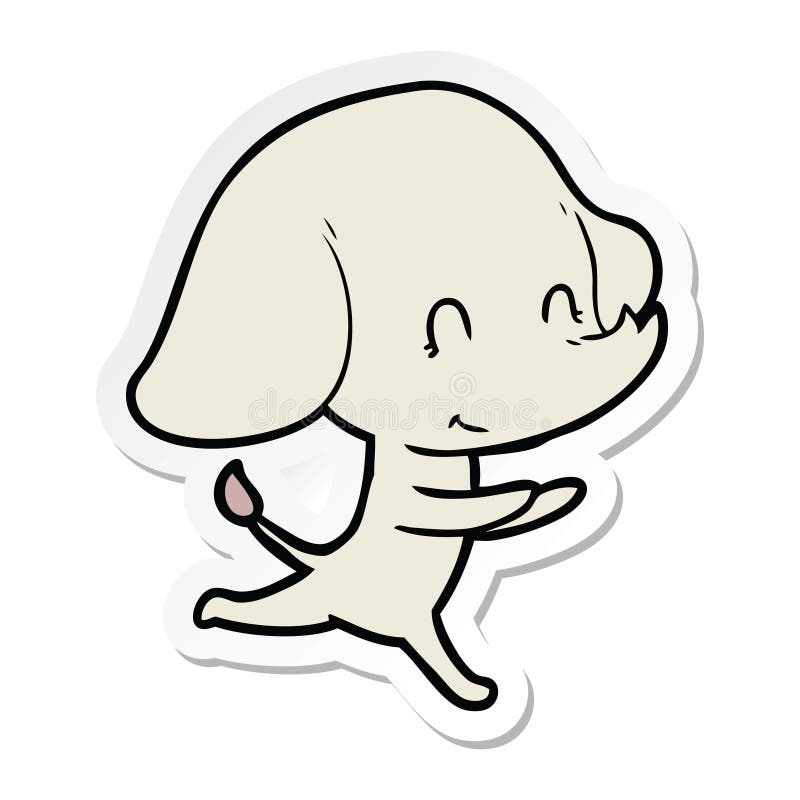 Sticker of a Cute Cartoon Elephant Stock Illustration - Illustration of ...
