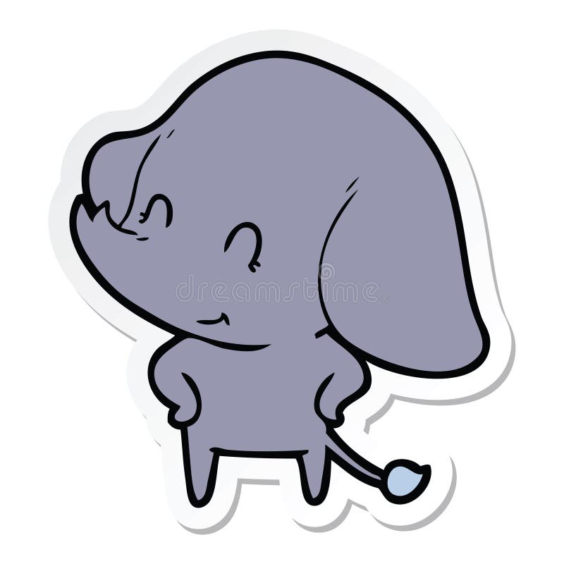 Sticker of a Cute Cartoon Elephant Stock Vector - Illustration of decal ...