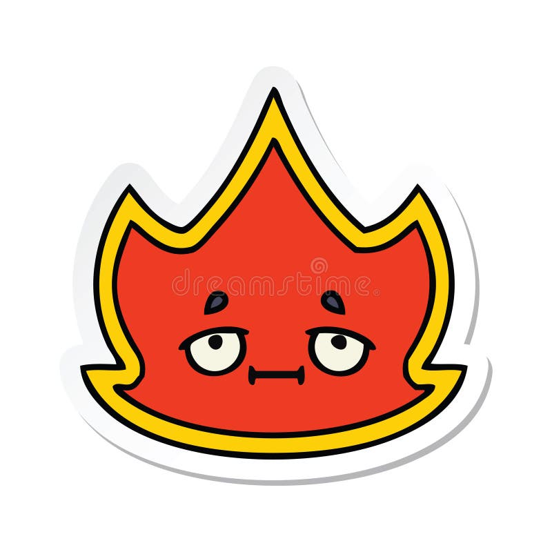 Sticker of a Cute Cartoon Fire Stock Vector - Illustration of clipart ...