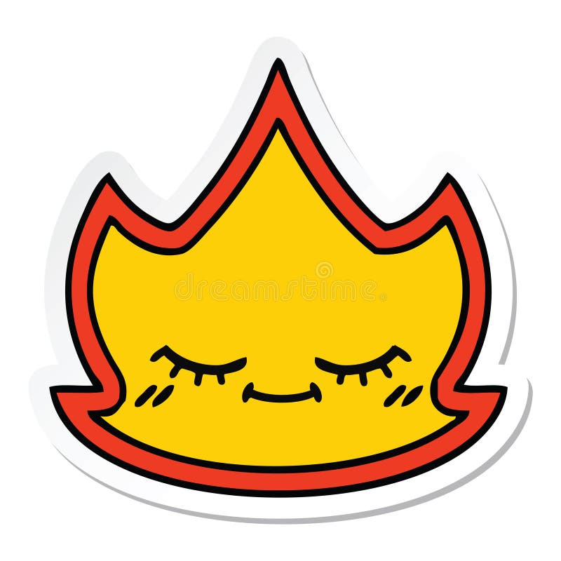 Sticker of a Cute Cartoon Fire Flame Stock Vector - Illustration of ...