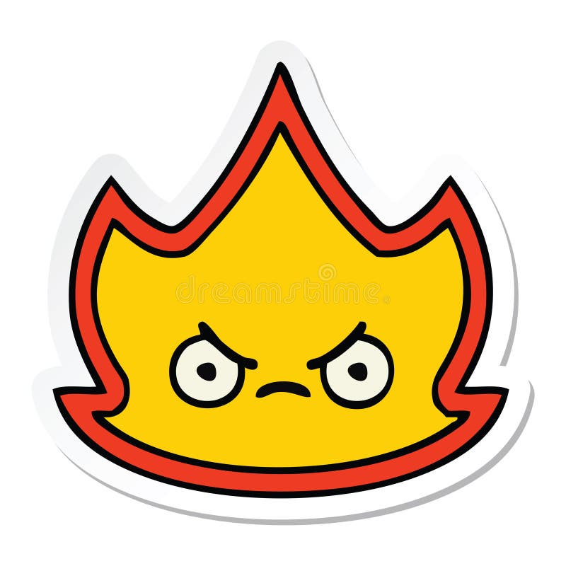 Sticker of a Cute Cartoon Fire Flame Stock Vector - Illustration of ...
