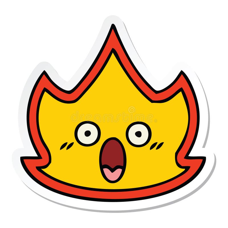 Sticker of a Cute Cartoon Fire Stock Vector - Illustration of cartoon ...