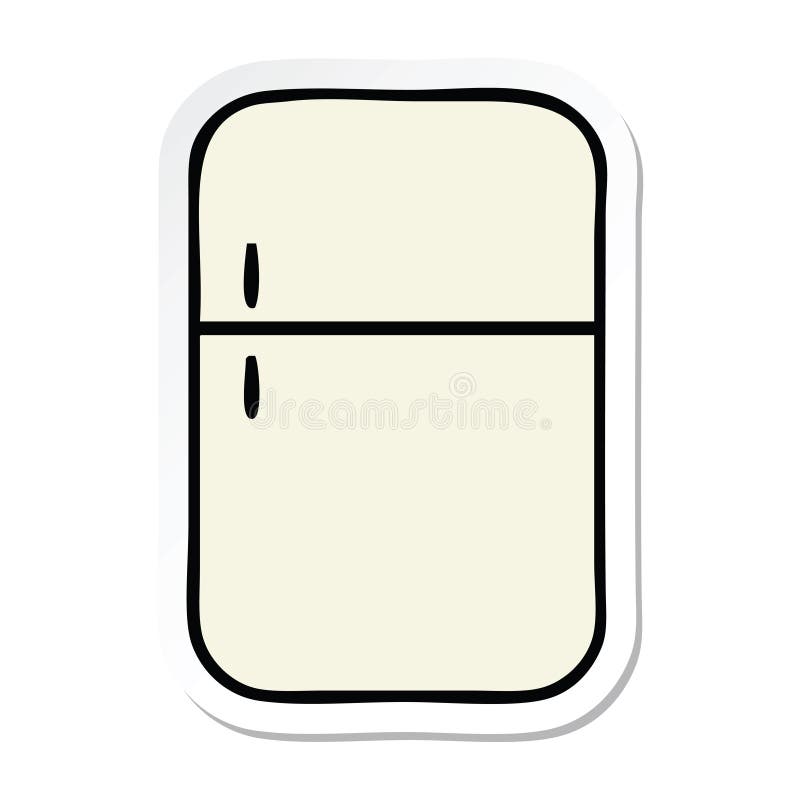 Sticker of a Cute Cartoon Fridge Freezer Stock Vector - Illustration of ...