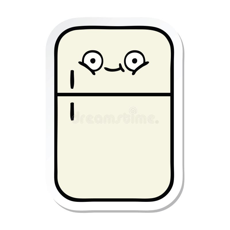Sticker of a Cute Cartoon Fridge Freezer Stock Vector - Illustration of ...