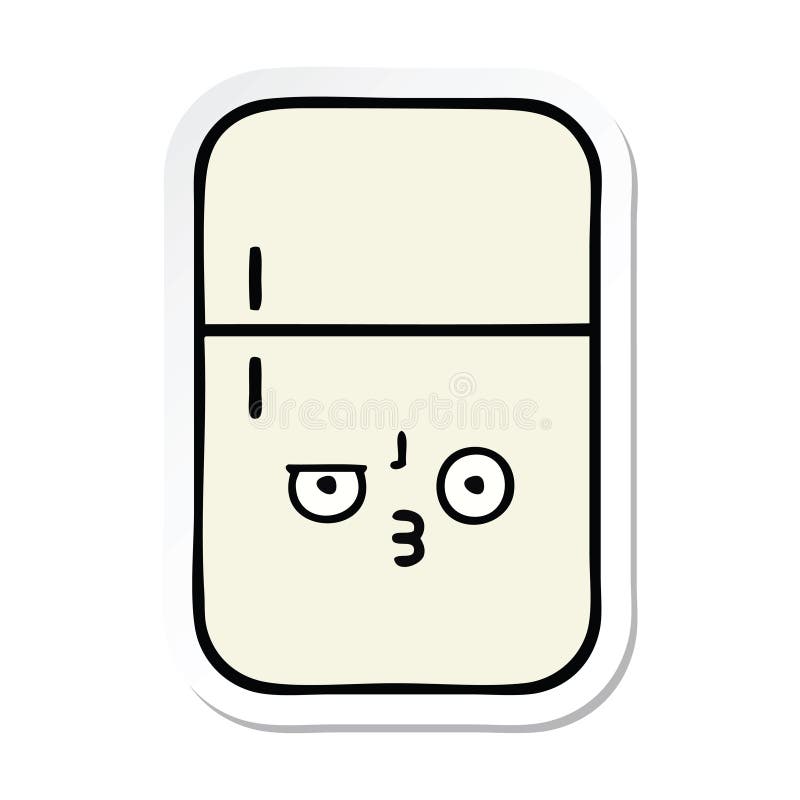 Sticker of a Cute Cartoon Fridge Freezer Stock Vector - Illustration of ...
