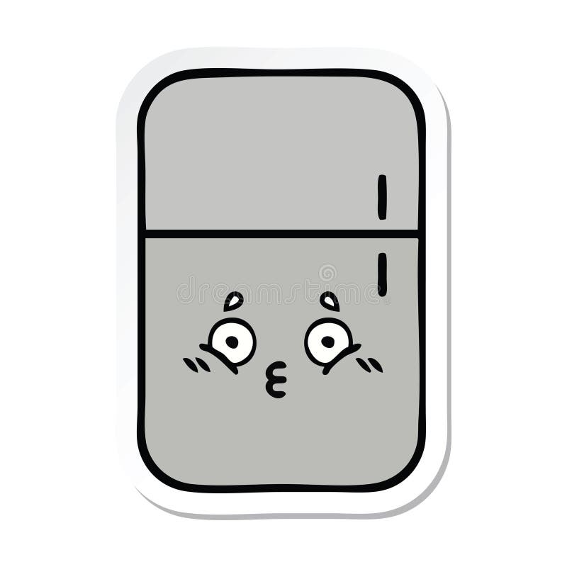 Sticker of a Cute Cartoon Fridge Freezer Stock Vector - Illustration of ...