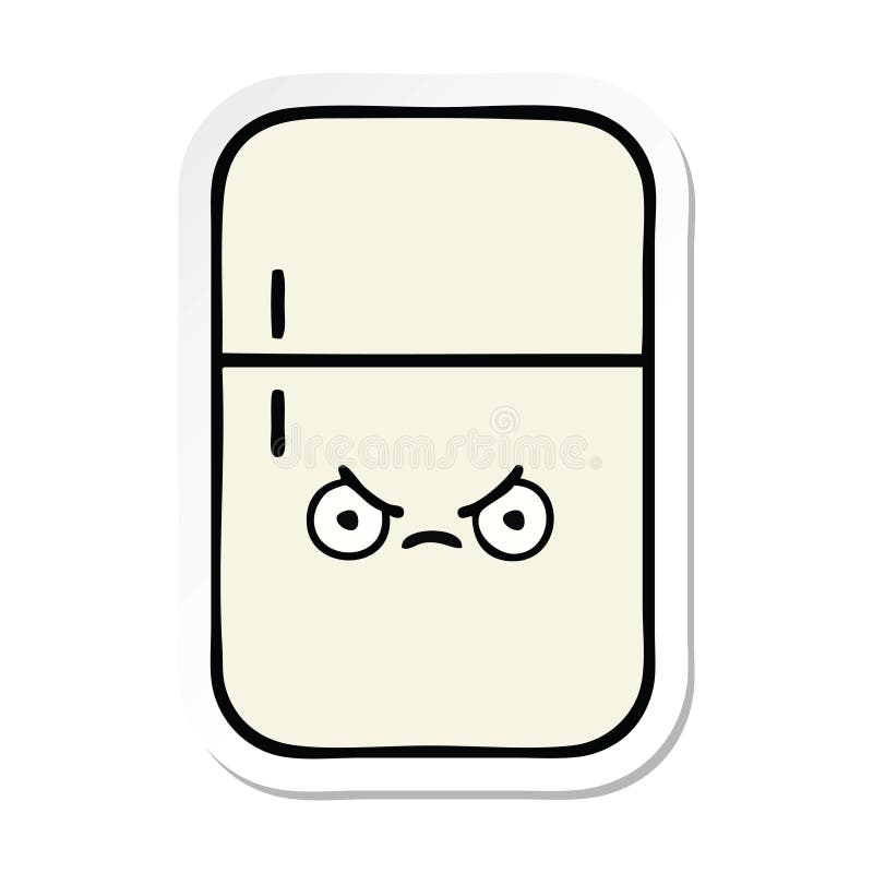 Sticker of a Cute Cartoon Fridge Freezer Stock Vector - Illustration of ...
