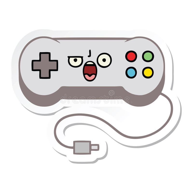 Sticker of a Cute Cartoon Game Controller Stock Vector - Illustration ...
