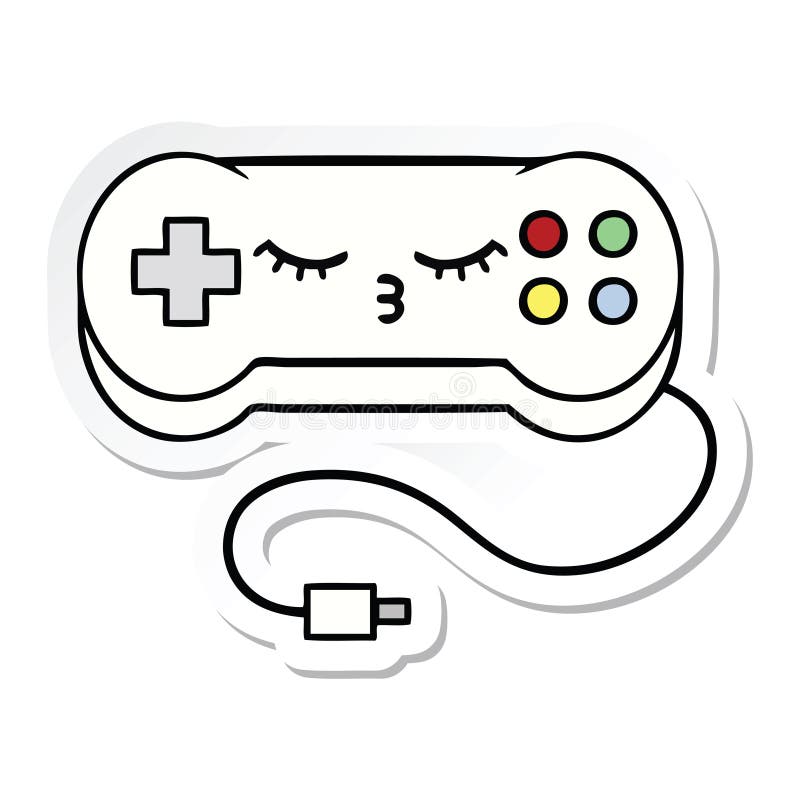 Sticker of a Cute Cartoon Game Controller Stock Vector - Illustration ...
