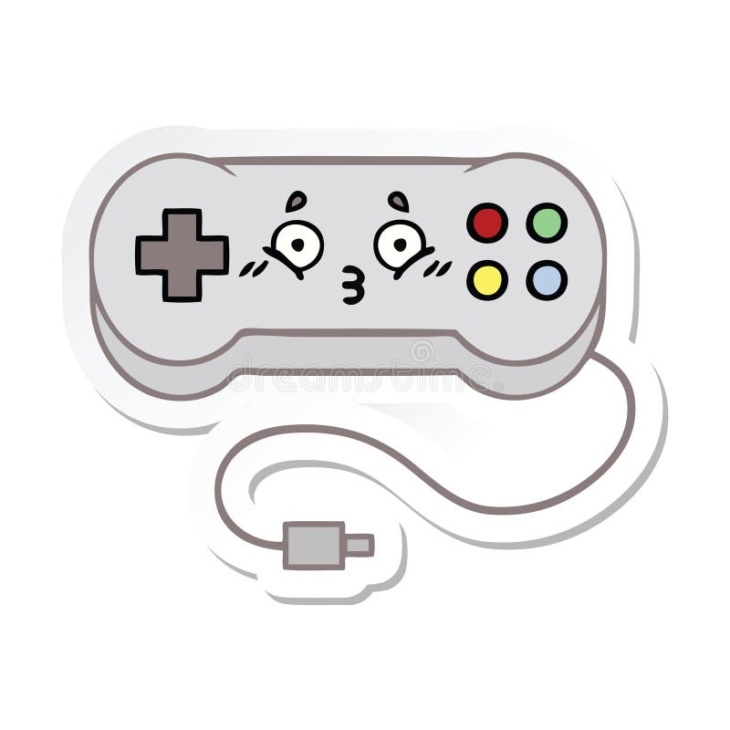 Sticker of a Cute Cartoon Game Controller Stock Vector - Illustration ...