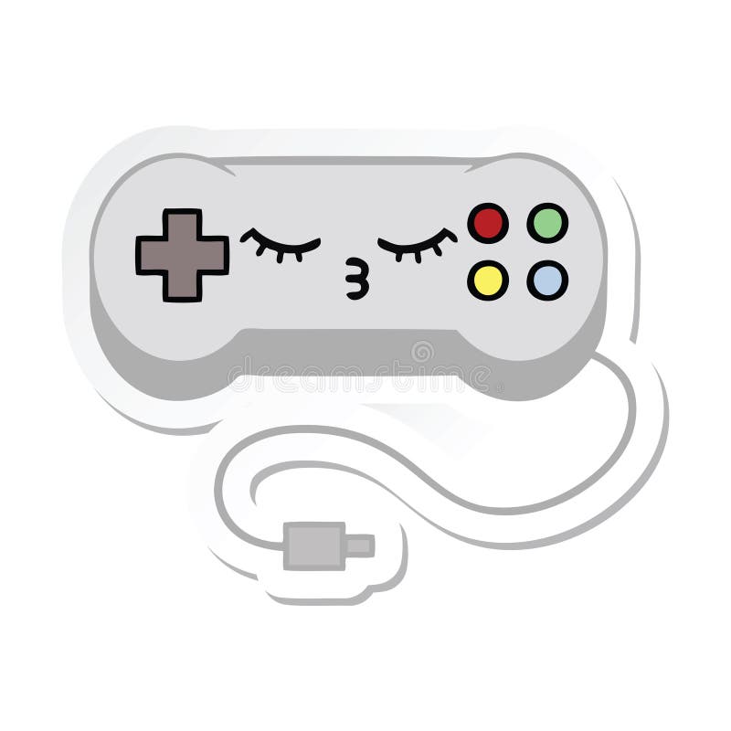 Sticker of a Cute Cartoon Game Controller Stock Vector - Illustration ...