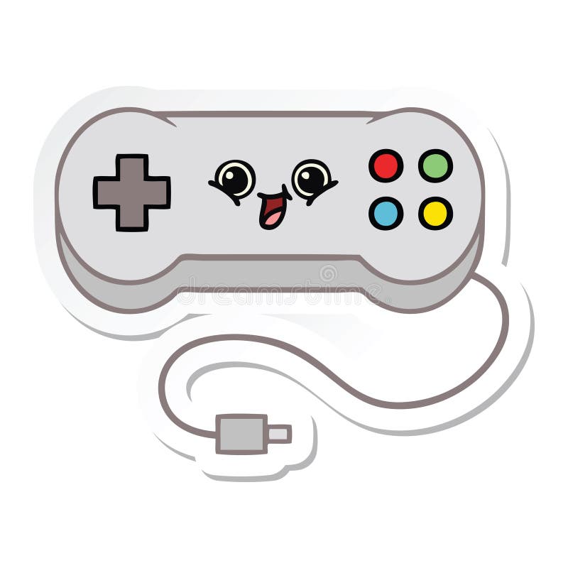 Sticker of a Cute Cartoon Game Controller Stock Vector - Illustration ...