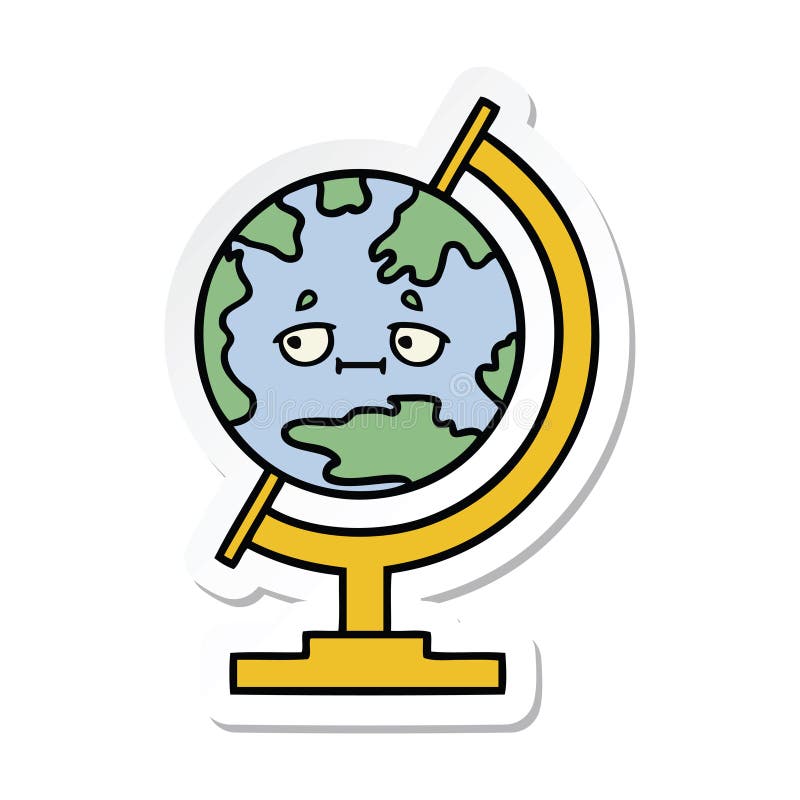 Sticker of a Cute Cartoon Globe of the World Stock Vector ...
