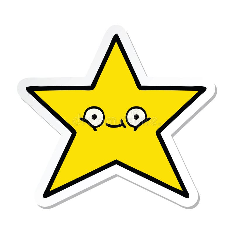 Sticker of a Cute Cartoon Gold Star Stock Vector - Illustration of ...