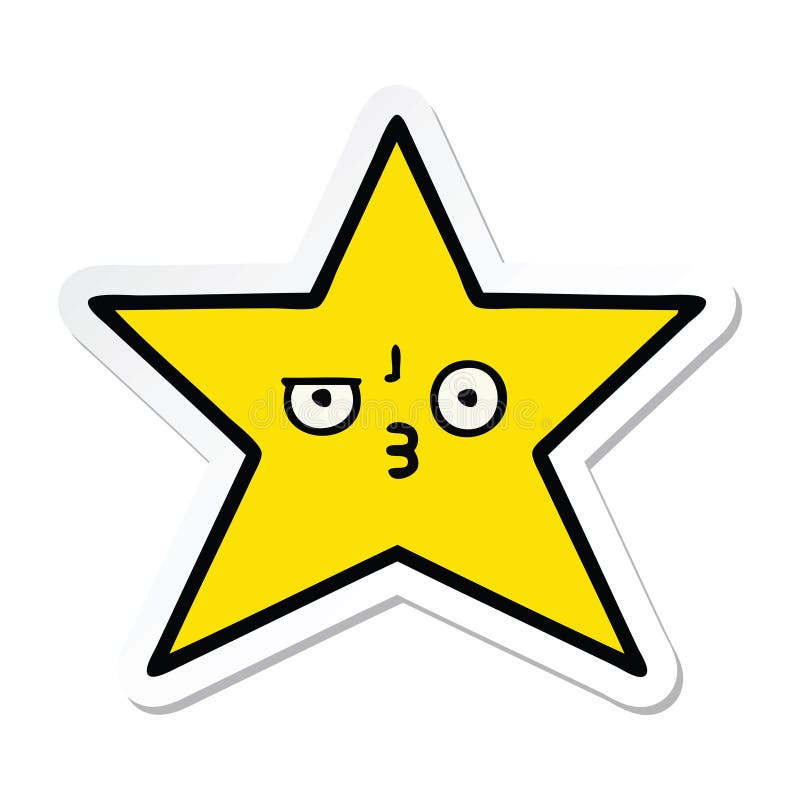 Sticker of a Cute Cartoon Gold Star Stock Vector - Illustration of ...