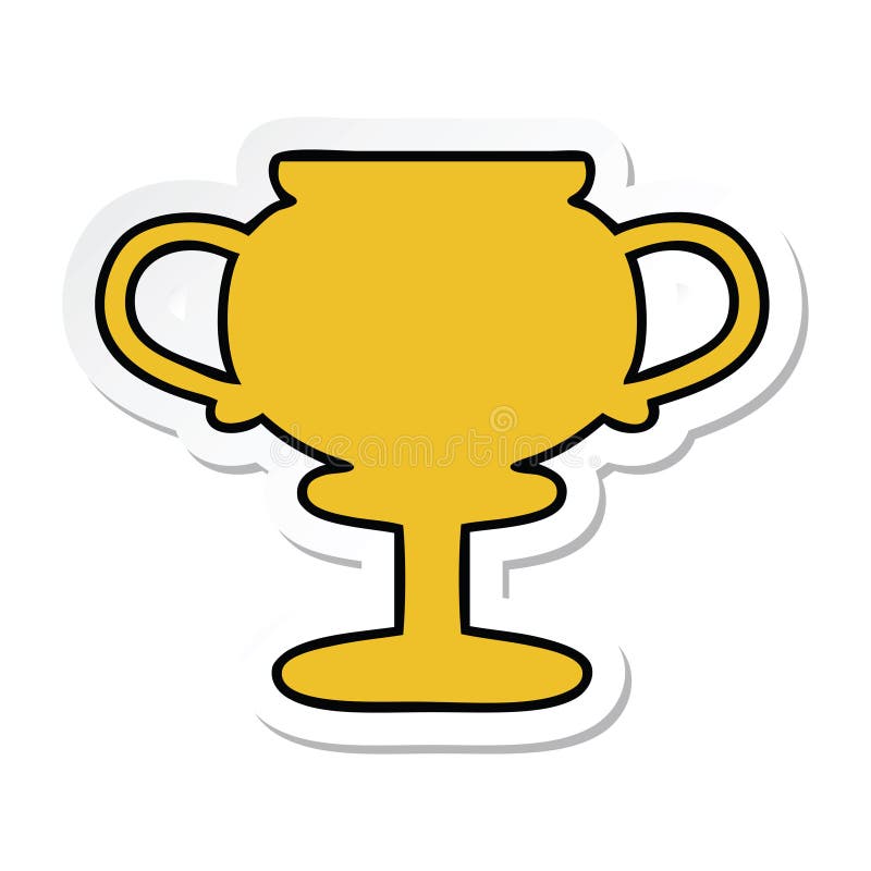 Sticker of a Cute Cartoon Gold Trophy Stock Vector - Illustration of ...