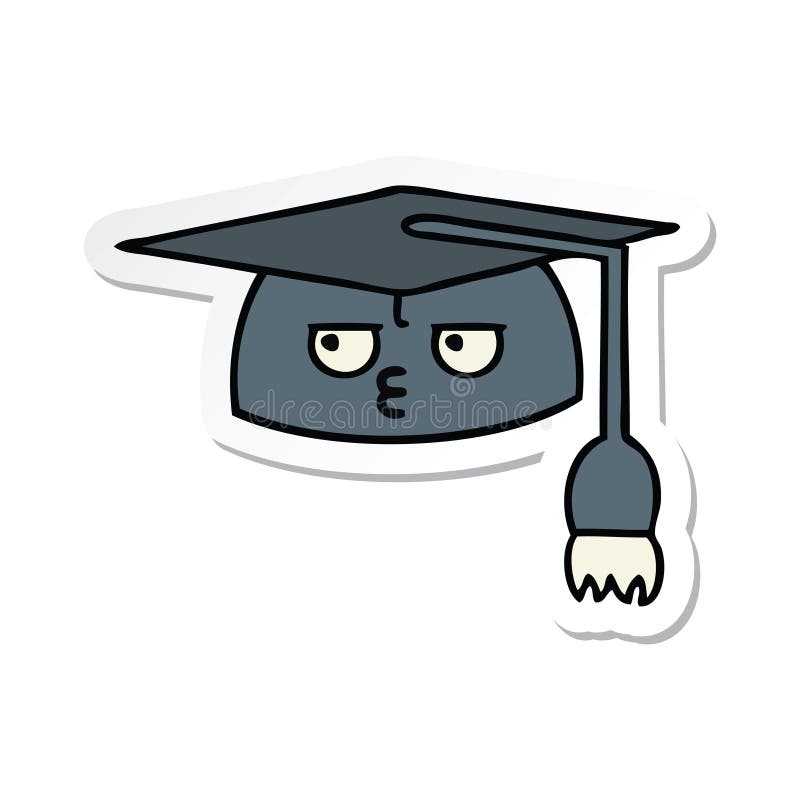 Sticker of a Cute Cartoon Graduation Hat Stock Vector - Illustration of ...