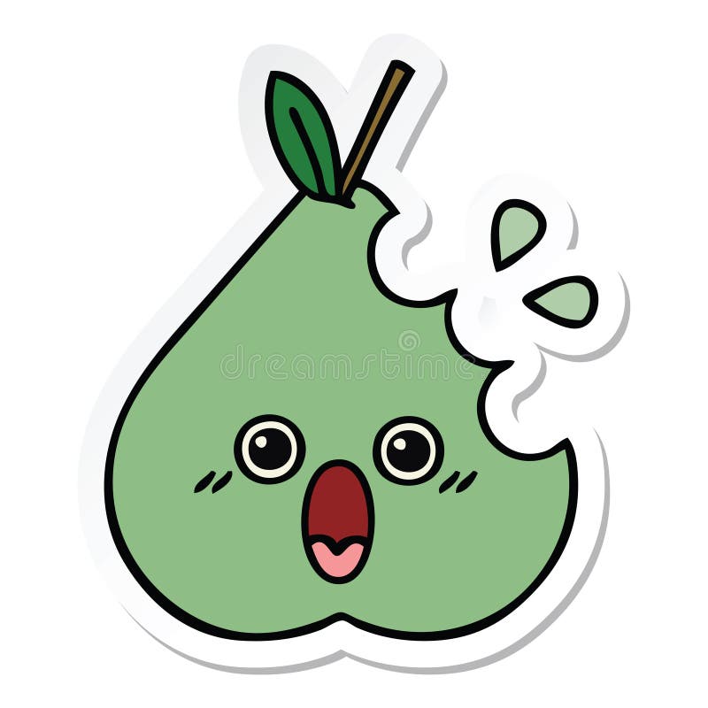 Sticker of a Cute Cartoon Green Pear Stock Vector - Illustration of ...