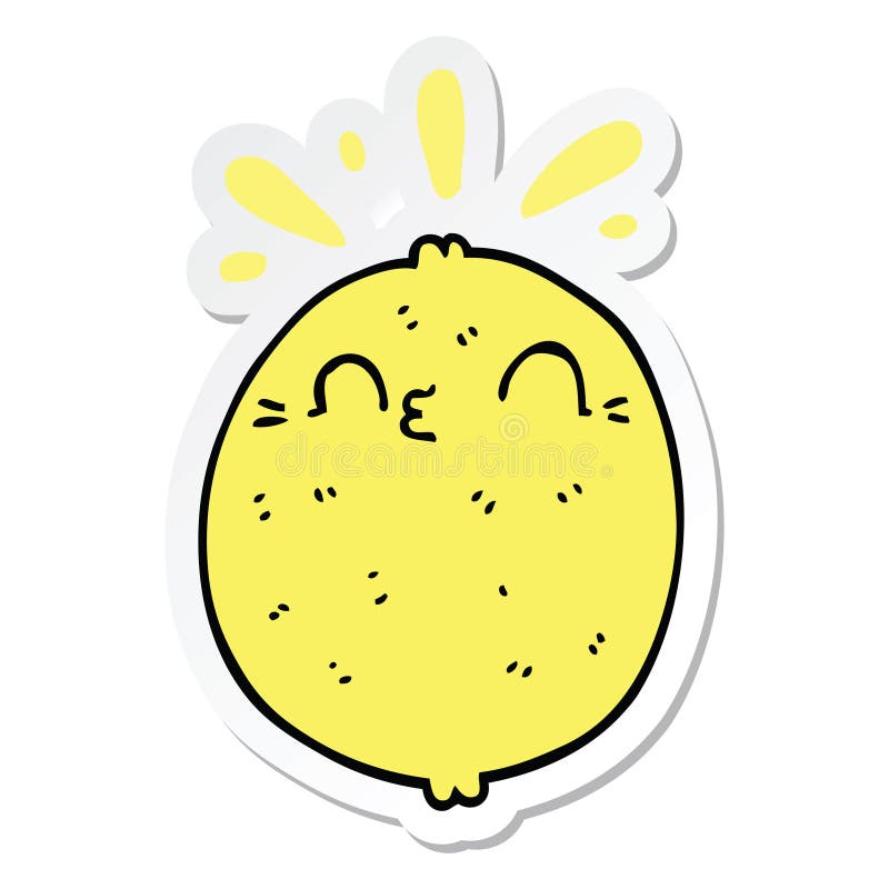 Sticker of a Cute Cartoon Lemon Stock Vector - Illustration of face ...