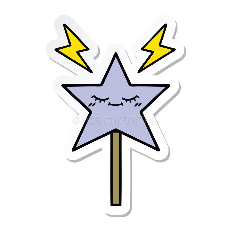 Sticker of a Cute Cartoon Magic Wand Stock Vector - Illustration of ...