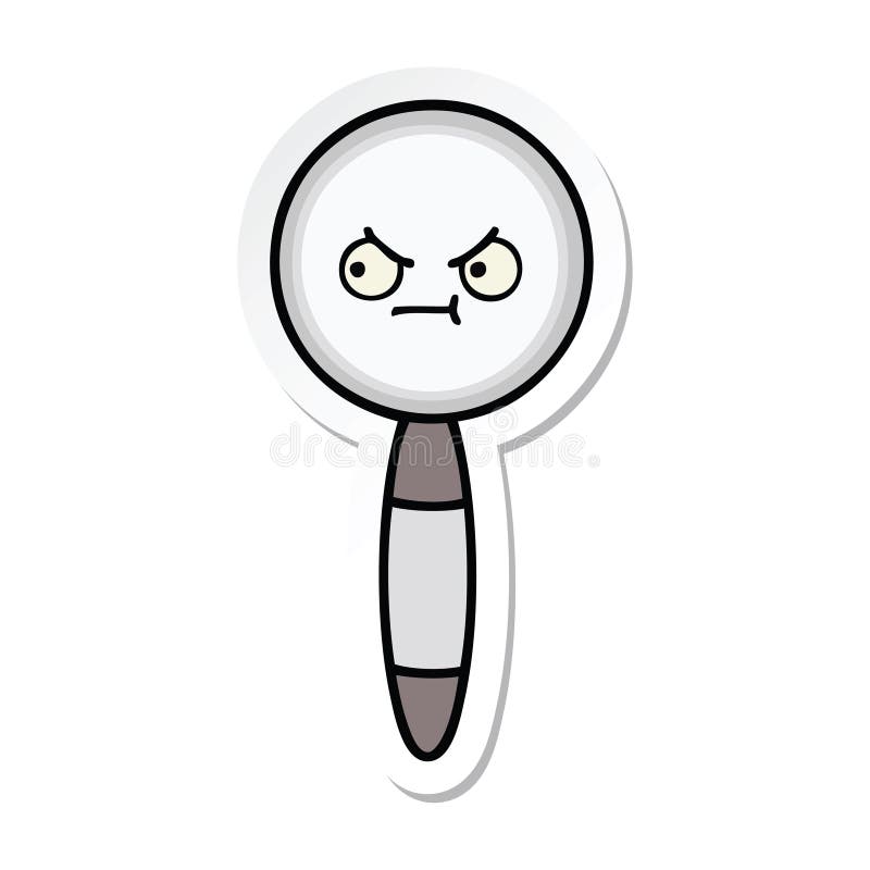 Sticker of a Cute Cartoon Magnifying Glass Stock Vector - Illustration ...